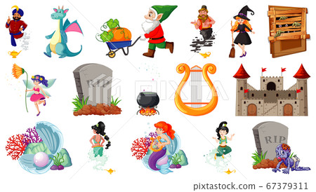 Set of fantasy cartoon characters and fantasy - Stock Illustration ...