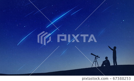 Astronomical observation of meteor shower - Stock Illustration ...