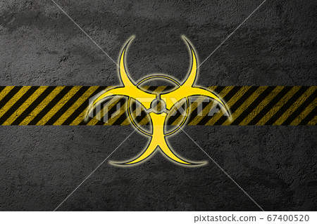 Yellow biohazard sign on the background of a... - Stock Illustration ...