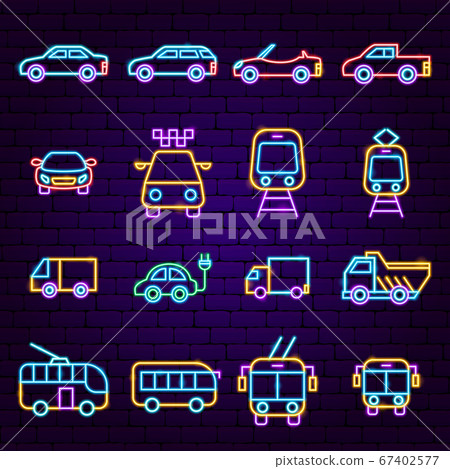 Car Transport Neon Icons - Stock Illustration [67402577] - PIXTA