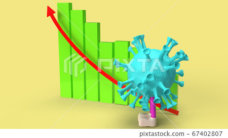 The virus chart and arrow multi colour 3d... - Stock Illustration ...