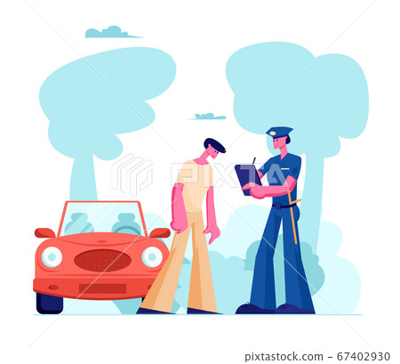 Police Officer Character in Uniform Write Fine... - Stock Illustration ...