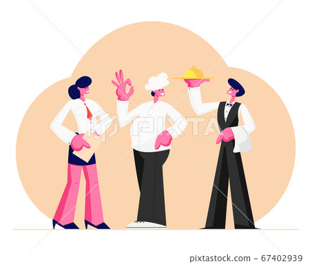 Restaurant Stuff. Administrator Girl, Chief Waiter - Stock Illustration ...