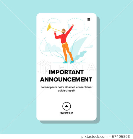 Important Announcement Trumpeter Signals Vector... - Stock Illustration ...