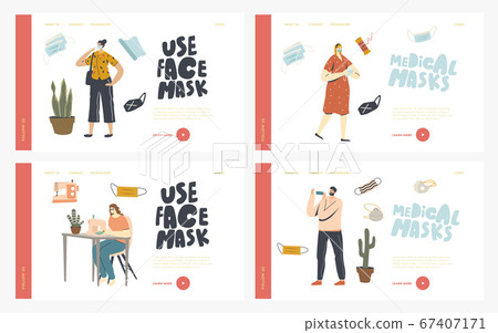 Home Made Protective Mask Creation Landing Page... - Stock Illustration ...