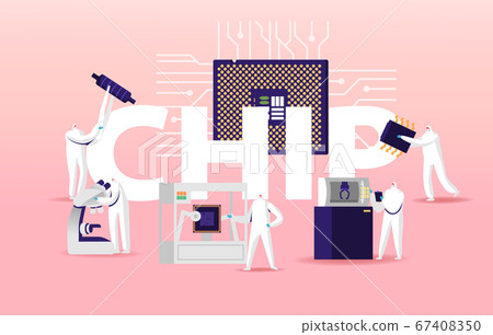 Manufacture of Chips Semiconductors Concept.... - Stock Illustration ...