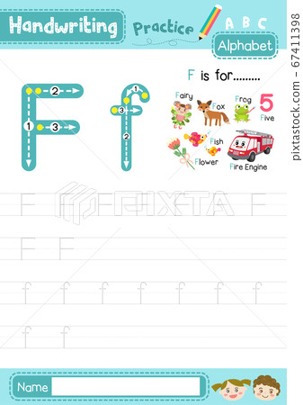 Letter F uppercase and lowercase tracing... - Stock Illustration ...
