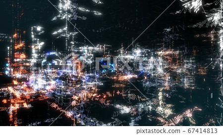 Particle English letters floating in virtual space - Stock Illustration ...