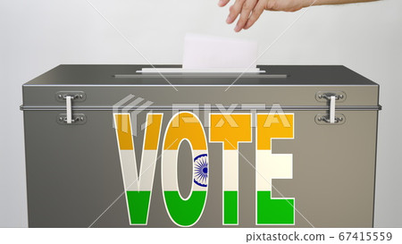 Ballot box with flag of India and VOTE word,... - Stock Illustration ...
