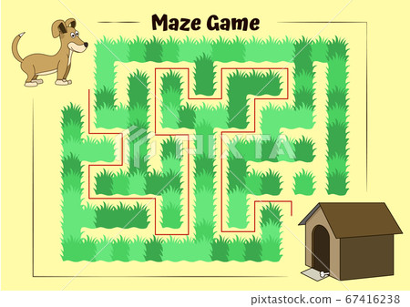Dog and doghouse Maze. Educational game for - Stock Illustration ...