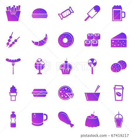 Fast food gradient icons on white background - Stock Illustration ...