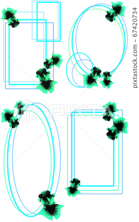 Vertical 4 types of turquoise goldfish (light... - Stock Illustration ...