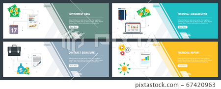 Internet banner set of contract signature, - Stock Illustration ...