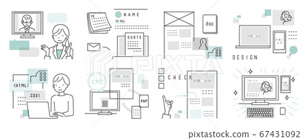 Web site production flow line drawing illustration - Stock Illustration ...
