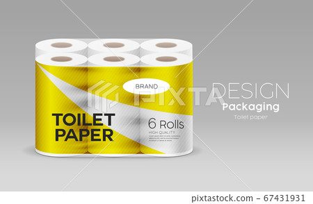 Plastic long roll toilet paper one package six... - Stock Illustration ...
