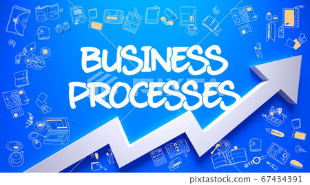 Business Processes Drawn on Blue Surface. - Stock Illustration ...