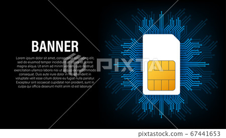 Sim card banner in abstract style on black... - Stock Illustration ...