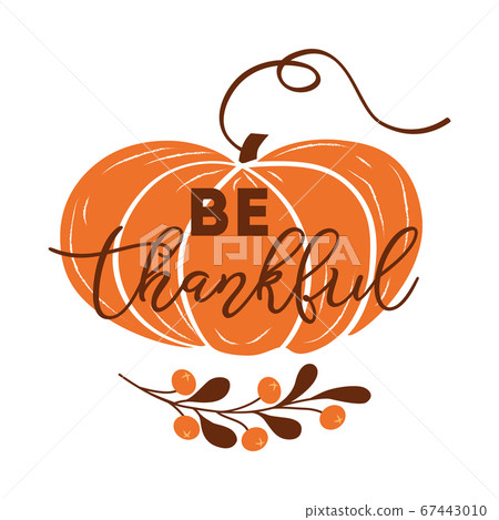 Be thankful text decorated fall branch with... - Stock Illustration ...