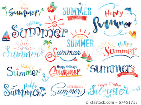 Tropical summer title letter watercolor style - Stock Illustration ...