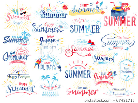 Tropical summer title letter watercolor style - Stock Illustration ...