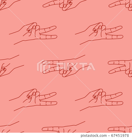 Seamless pattern with victory gesture. Silhouette - Stock Illustration ...