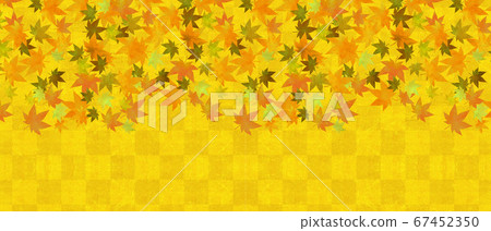 Golden checkered pattern and autumn leaves... - Stock Illustration ...