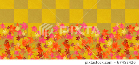 Checkered pattern and autumn leaves background... - Stock Illustration ...