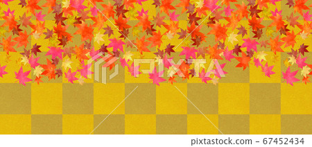 Checkered pattern and autumn leaves background... - Stock Illustration ...