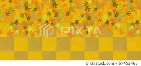 Checkered pattern and autumn leaves background... - Stock Illustration ...