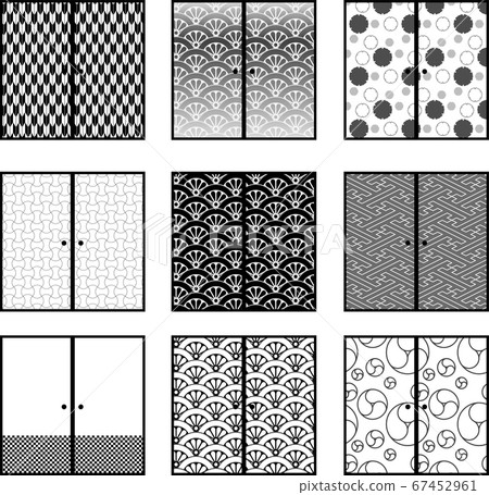 Japanese fusuma Japanese pattern sliding door... - Stock Illustration ...