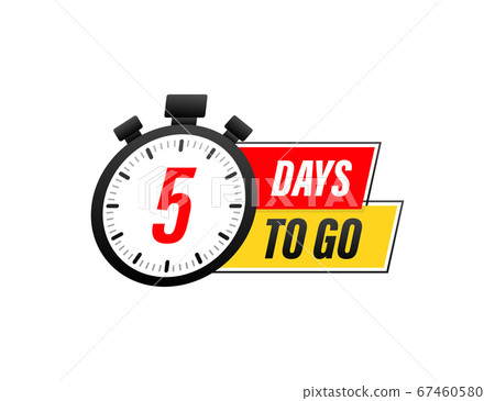 5 Days to go. Countdown timer. Clock icon. Time... - Stock Illustration ...