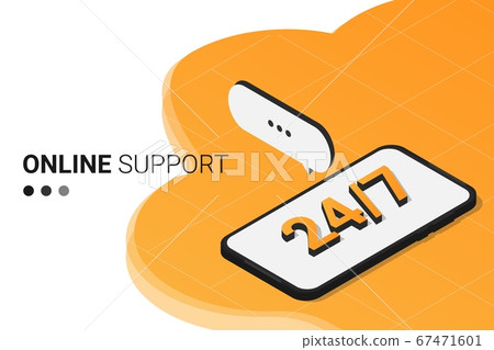 Smartphone With Around-The-Clock Online Support... - Stock Illustration ...