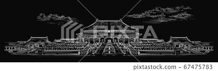 Black China hand drawing landmark 10-插圖素材 [67475783] - PIXTA圖庫