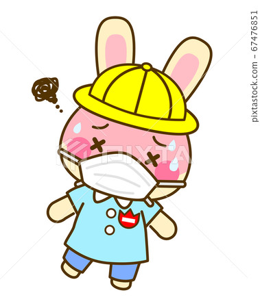 Kindergarten Rabbit Fever Heat Stroke Mask - Stock Illustration ...