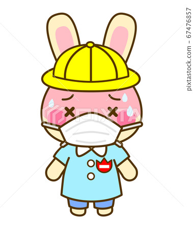 Kindergarten Rabbit Fever Heat Stroke Mask - Stock Illustration ...
