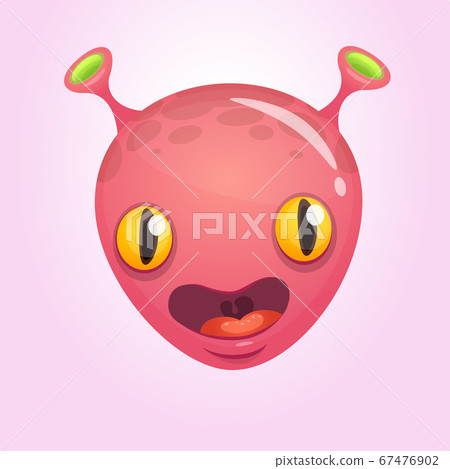 Cool cartoon alien character. Pink vector humanoid - Stock Illustration ...