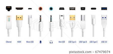 White USB Cables Set - Stock Illustration [67479074] - PIXTA