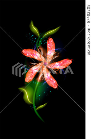Colorful glowing red flower. Beautiful trendy - Stock Illustration ...