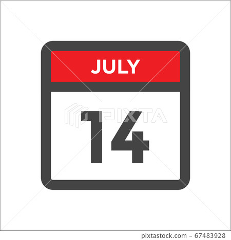 July 14 calendar icon with day of month - Stock Illustration [67483928 ...