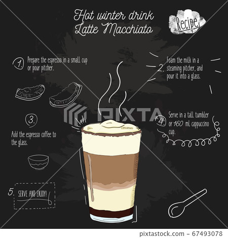 Hand drawn colorful hot winter drink. Latte...-插圖素材 [67493078] - PIXTA圖庫