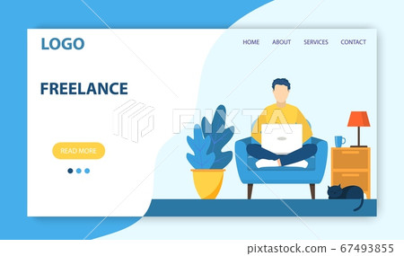 Freelance work landing page template. - Stock Illustration [67493855 ...