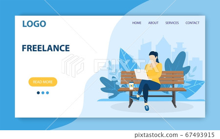 Freelance work landing page template. - Stock Illustration [67493915 ...