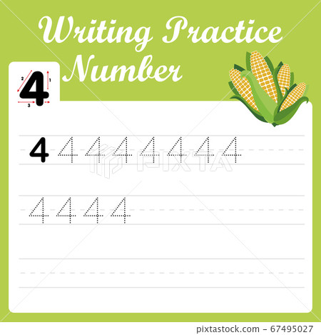 Writing practice number 4 - Stock Illustration [67495027] - PIXTA