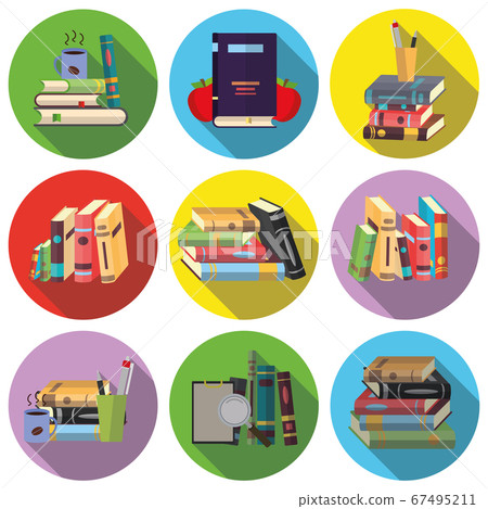 Collection of colored book icons. - Stock Illustration [67495211] - PIXTA