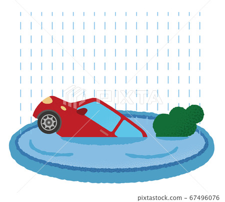 Vector illustration of a car suffering flood... - Stock Illustration ...
