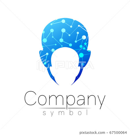 Vector symbol of human head. Person face. Blue... - Stock Illustration ...