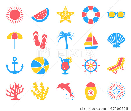 Midsummer seaside icon set - Stock Illustration [67500506] - PIXTA