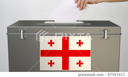 Flag of Georgia on ballot box and hand putting... - Stock Illustration ...