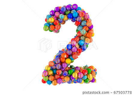 Number 2 from colored Christmas balls-插圖素材 [67503778] - PIXTA圖庫