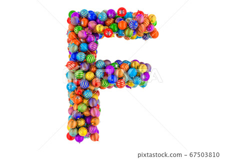 Letter F from colored Christmas balls. Xmas balls - Stock Illustration ...